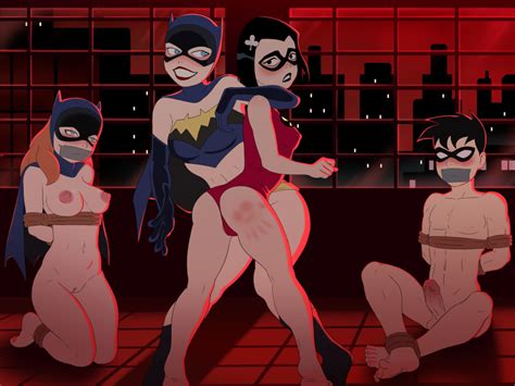 Rule 34 Abs Ace Dcau Ace Royal Flush Gang Arm Around Neck Barbara Gordon Batgirl Batman