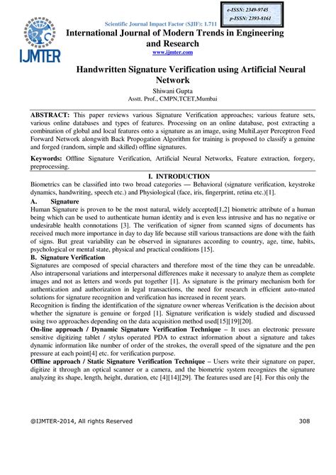 Handwritten Signature Verification Using Artificial Neural Network Pdf