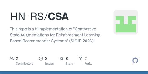 GitHub HN RS CSA This Repo Is A Tf Implementation Of Contrastive State Augmentations For