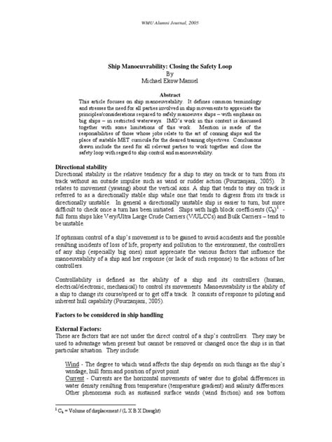 Pdf Ship Manoeuvring Closing The Safety Loop Dokumentips