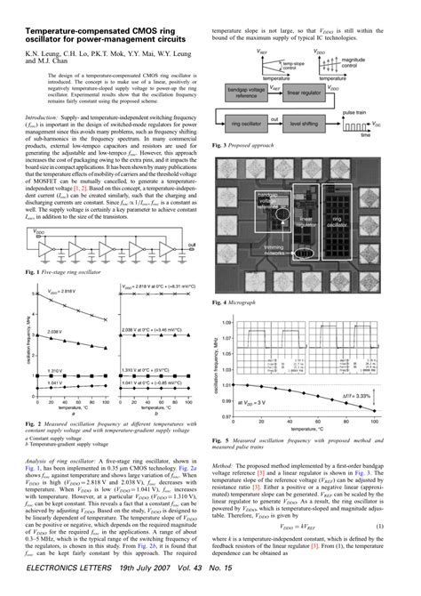 Pdf Temperature Compensated Cmos Ring Oscillator For Power Management