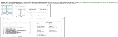 Solved Sample T Accounts Transactions Chart Of Accounts A