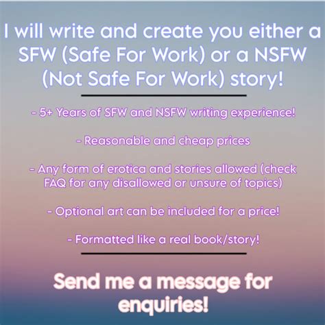 Write Sfw Or Nsfw Stories Of Your Choice By Mrnotsosafefw Fiverr