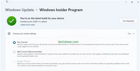 Windows 11 现在允许内部人员从 Dev 通道切换到 Beta 通道 Win 11系统之家