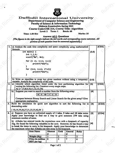 Midterm Algorithm Removed Pdf