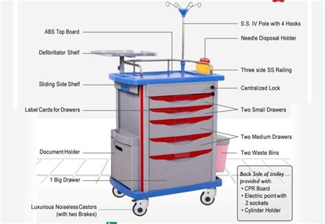 Surgical Hub Silver Hospital Emergency Medicine Trolley Model Name