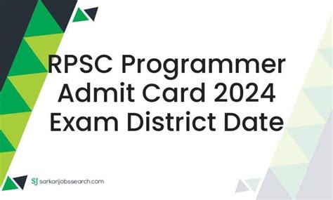 Rpsc Programmer Admit Card 2024 Exam District Date Sarkarijobssearch