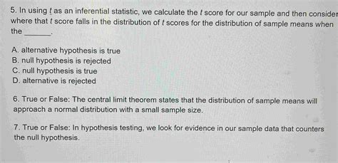 Solved 5 ﻿in Using T As An Inferential Statistic We