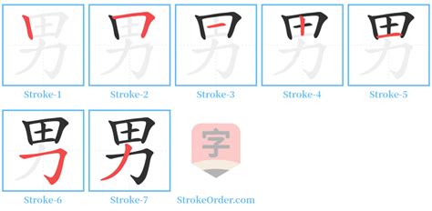 男 stroke order