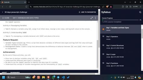 Md Arman On Linkedin Completed Day 1 Of The 30 Day Javascript