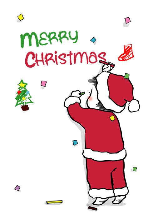 クリスマスカードテンプレート「こどものおえかき」ダウンロード｜かわいい無料イラスト 印刷素材net