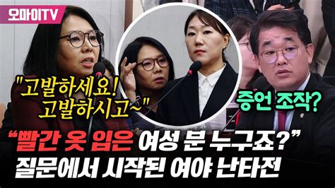 빨간 옷 입은 여성은 누구시죠 질문에서 시작된 여야 난타전국힘 고발 겁박에 노영희 하세요~ 하시고요
