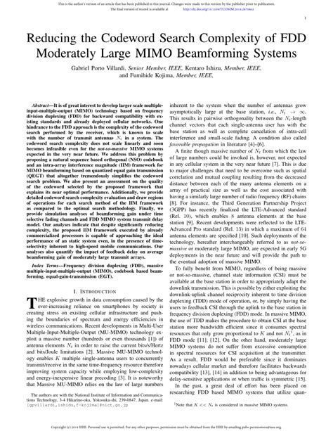 Pdf Reducing The Codeword Search Complexity Of Fdd Moderately Large Mimo Beamforming Systems