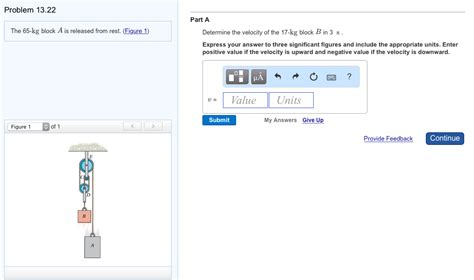 Solved The Kg Block A Is Released From Rest Determine Chegg Com