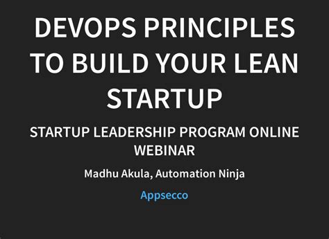 Devops Principles To Build Your Lean Startup Speaker Deck