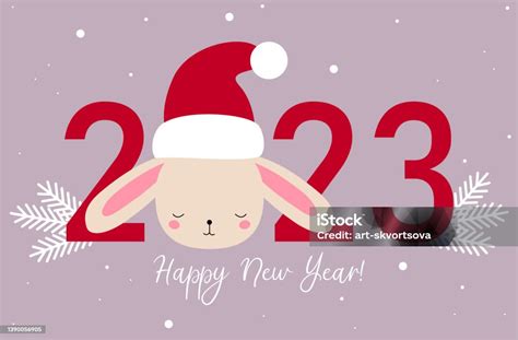 산타 클로스 모자토끼 중국 연도 기호 2023 토끼 중국 새해 기호 벡터 일러스트 새해 복 많이 받으세요 2023 달력 0명에 대한 스톡 벡터 아트 및 기타 이미지 Istock