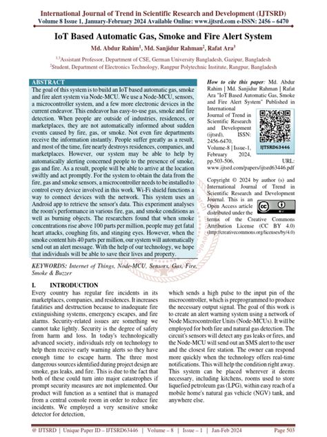 Iot Based Automatic Gas Smoke And Fire Alert System Pdf Internet Of Things Sensor