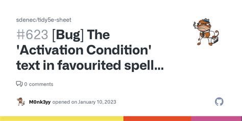 Bug The Activation Condition Text In Favourited Spells Is Not
