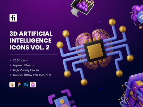 3d Artificial Intelligence Icon Set Vol 2 Flat Icons