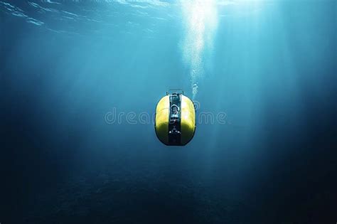Autonomous Underwater Vehicle Exploring Deep Ocean Depths Stock Image