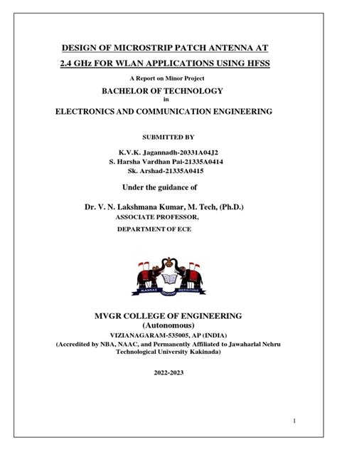 Hfss Mini Project Pdf Antenna Radio Ieee 80211