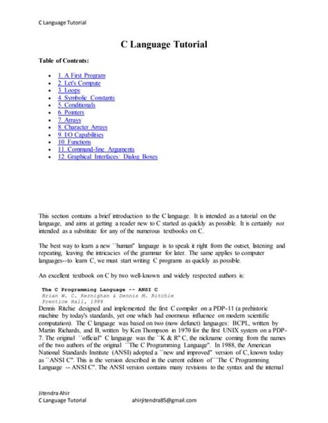 C Language Tutorial Docx