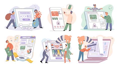 Hacker Activity Big Set Hacking Computer Phishing Account Cyber Attack On Personal Data向量圖形及更多