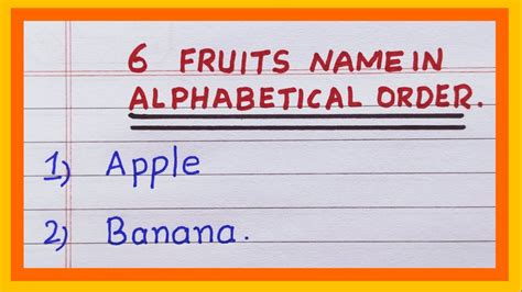 Fruits Name In Alphabetical Order 6 Fruits Names In Alphabetical