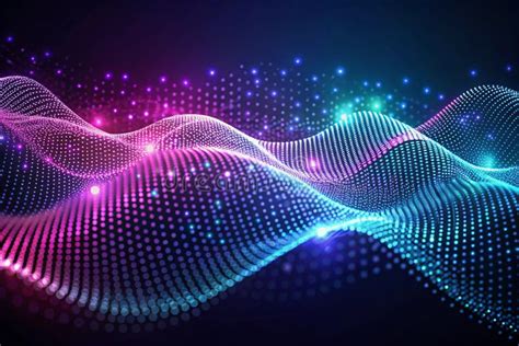 digital wave with dots and particles in abstract technology background