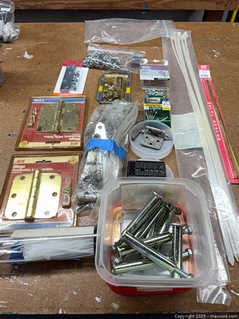 Mixed Hardware Fasteners And Hinges Lot Maxsold