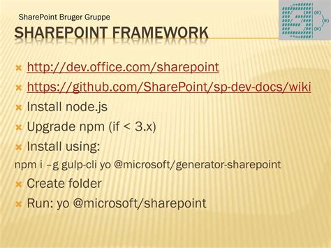 Sharepoint Bruger Gruppe Spbg Sharepoint Framework Introduction Ppt Download
