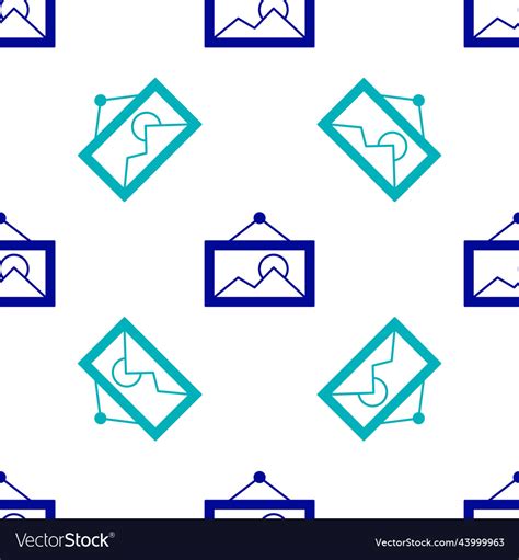 Blue Picture Icon Isolated Seamless Pattern Vector Image