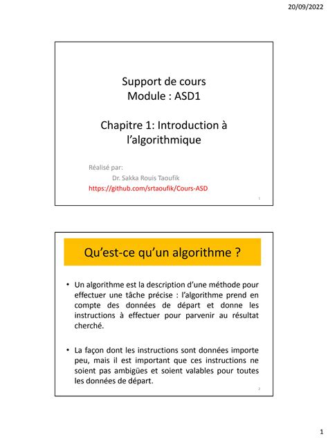 Solution Ch1 Introduction A Lalgorithme Et Structure De Données Definition Types Et