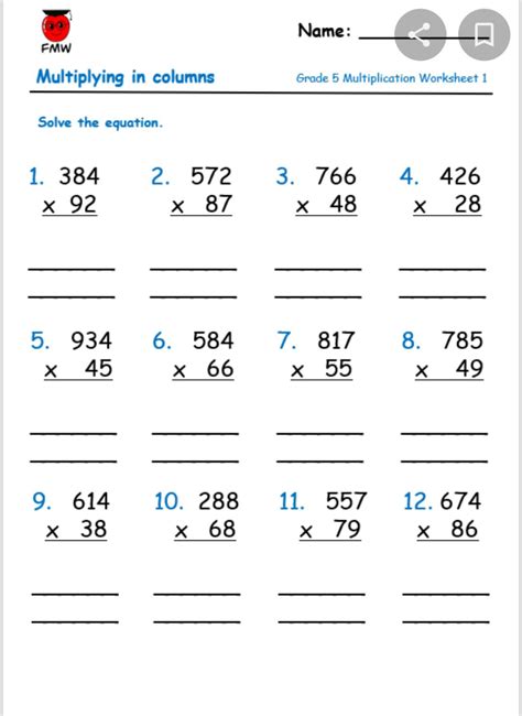 Multiplication And Division Worksheet Maths Teachmint