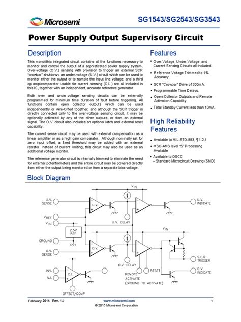 Ov Uv Oc Power Supply Output Supervisory Circuit Sg2543 Pdf Amplifier Electronic Circuits