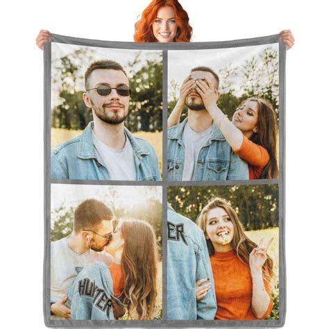 Ericat Personalised Blanket With Photo Text Custom Blanket Customised