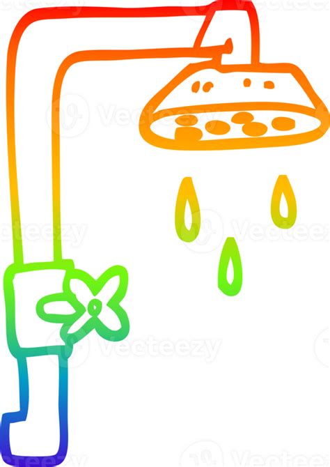 Rainbow Gradient Line Drawing Of A Cartoon Shower Head 45254829 Png
