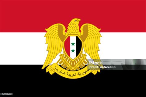 Flag Of Syrian Arab Republic The Official Colors And Proportions Are