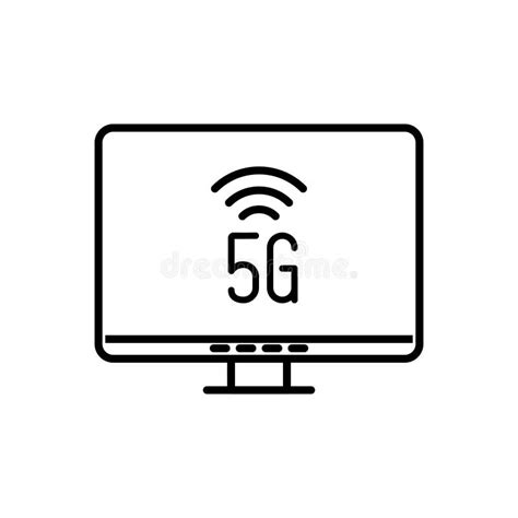 5g Wireless Internet On Desktop Icon 5g Wireless Signal Symbol On The Screen Stock Illustration