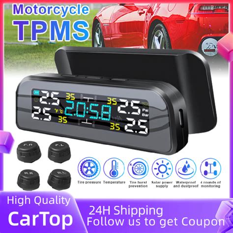 Tire Pressure Monitor Tpms Wireless Tire Pressure Monitoring System Set Solar Tpms Lcd Display