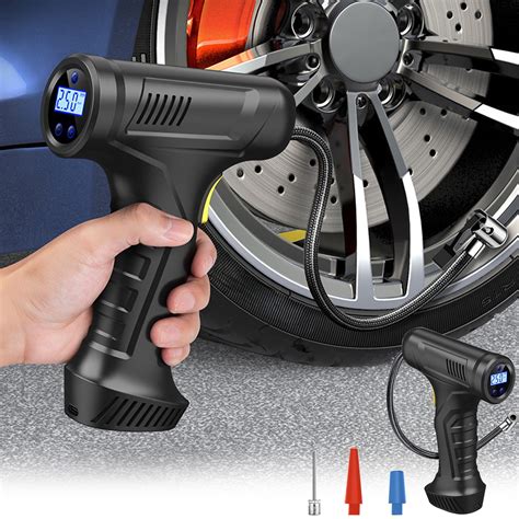 Black Cordless 150psi Tire Inflator Digital Pressure Gauge Emergency