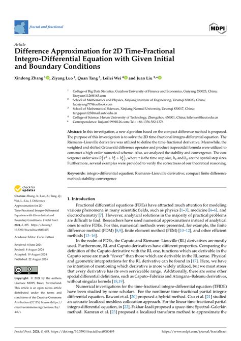 Pdf Difference Approximation For 2d Time Fractional Integro Differential Equation With Given