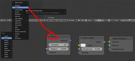node editor shader rounded edge between the two intersecting faces