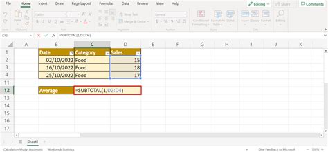 how to average filtered rows in excel sheetaki