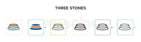 Three Stones Vector Icon In 6 Different Modern Styles Black Two Colored Three Stones Icons