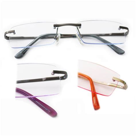 Hip Color Tint Reading Glasses Frameless Pink Blue Pu Gem