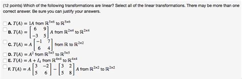 solved which of the following transformations are linear
