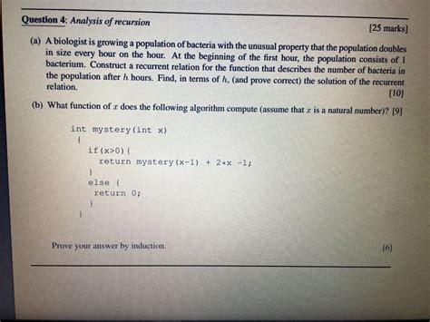 Solved Question 4 Analysis Of Recursion 25 Marks A A