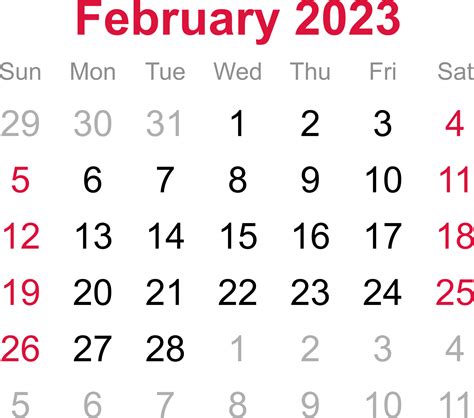 calendário de fevereiro de 2023 em fundo de transparência 12707621 png