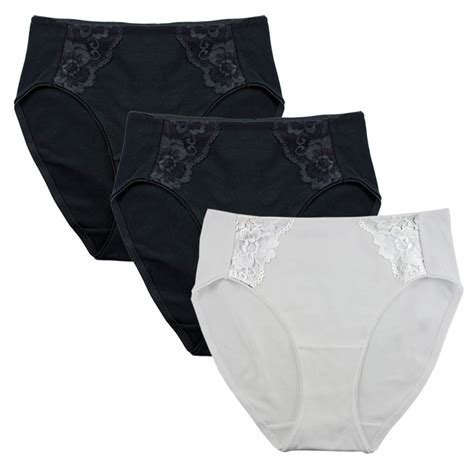 Cotton High Cut Panties With Lace Fem Intimates